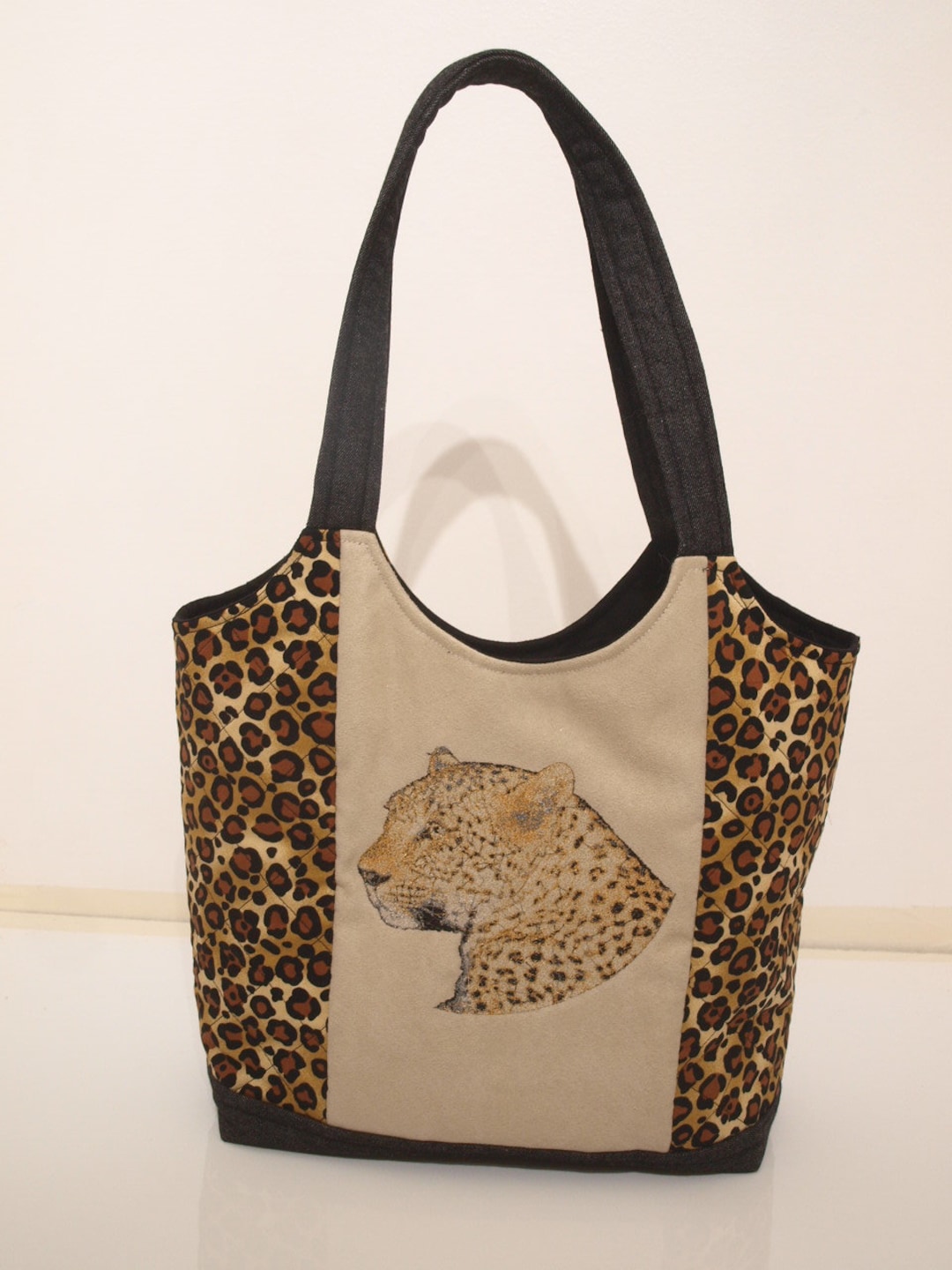 Cheetah Tote Bag, Embroidered Cheetah, Cheetah Shoulder Bag, Unique ...