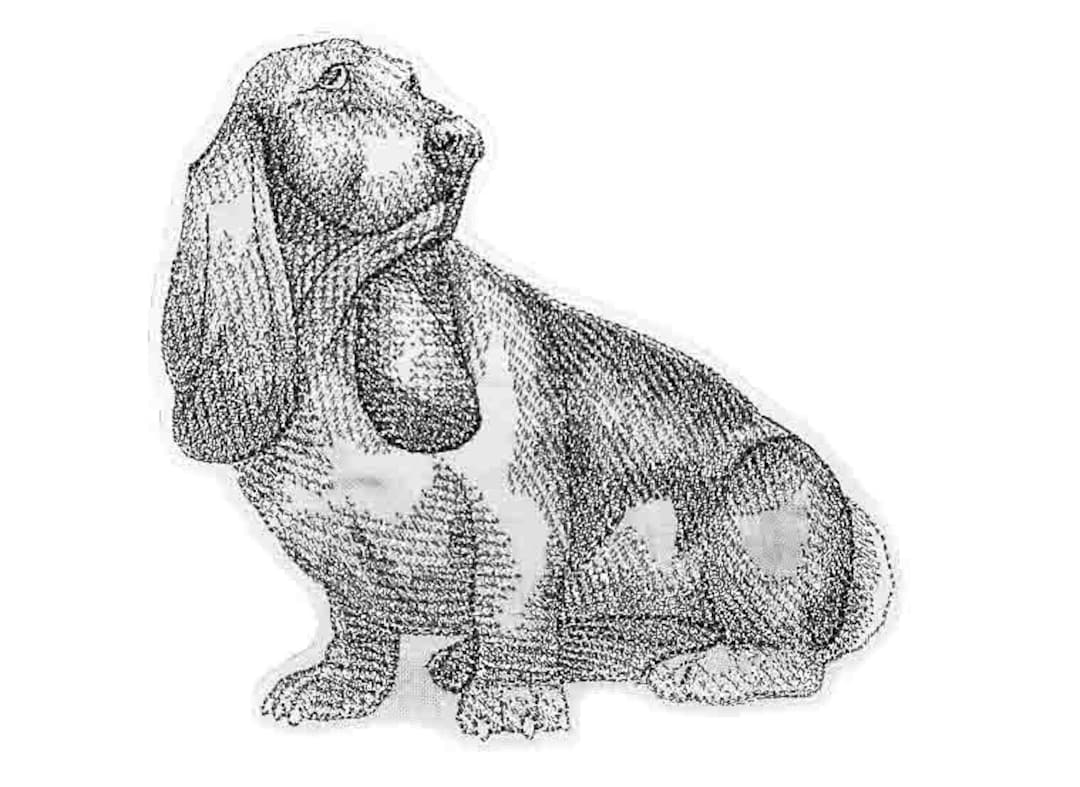 Basset Hound Patch, Basset Hound Sketch, Sewing Patch, Quilting Patch ...