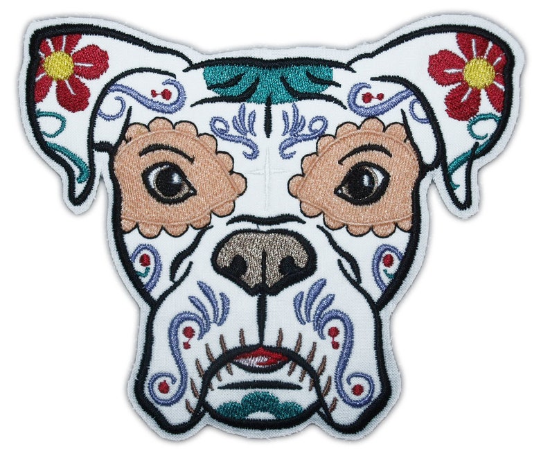 Parche de perro Calavera, calavera de azúcar, bordado para planchar del ...