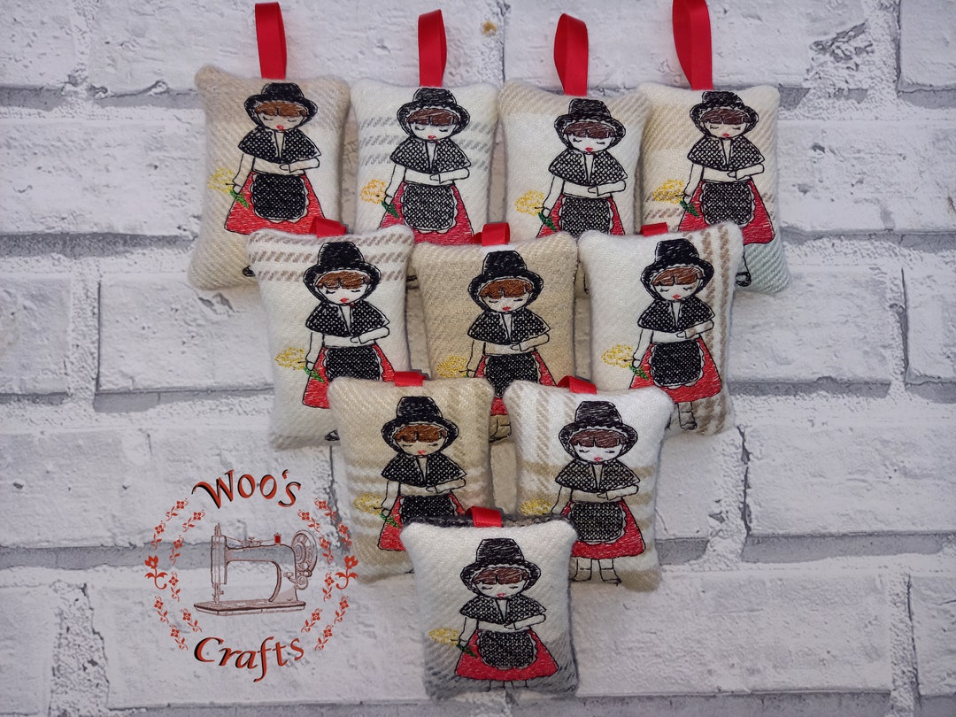 Welsh Lady Lavender Bag: Embroidered Wool Sachet, Gift From Wales - Etsy