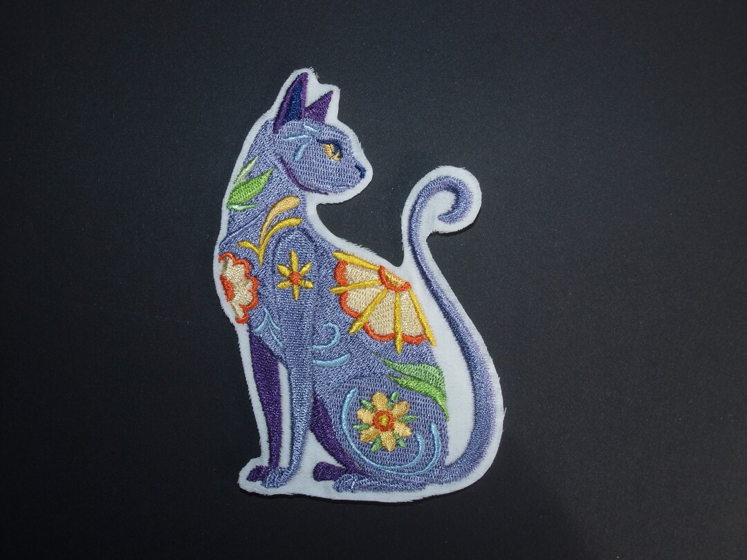 Cat Patch, Flower Power Cat Patch, Cat Iron on Patch, Cat Sew on Patch ...