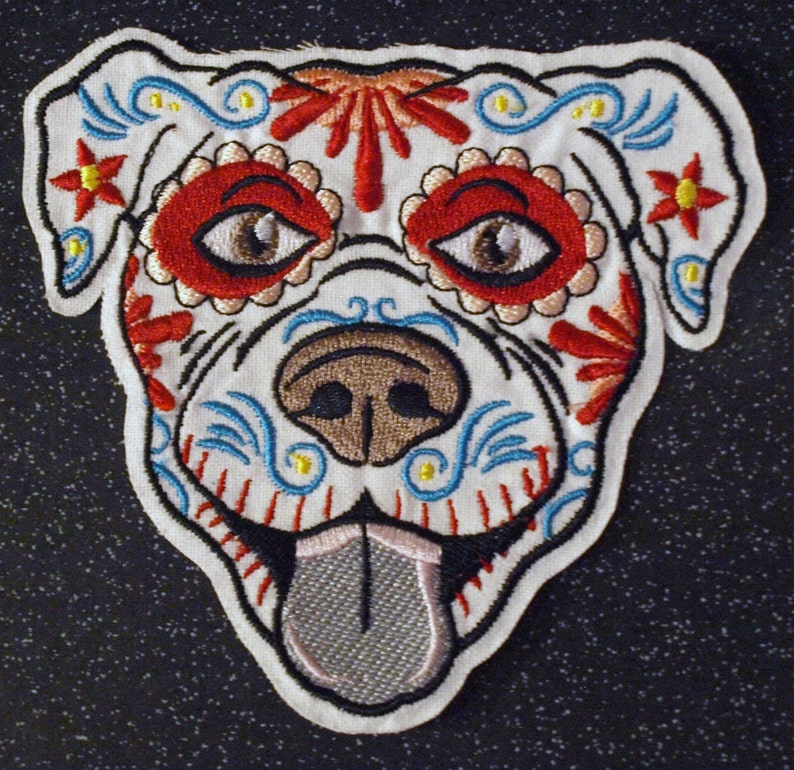 Day of the Dead Patch Calavera Dog Sugar Skull Mexican Dia | Etsy