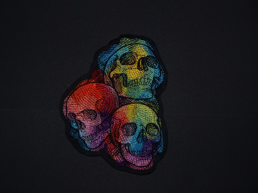 Skull Patch, Embroidered Skull Patch, Skull Iron on Patch, Skull Sew on ...
