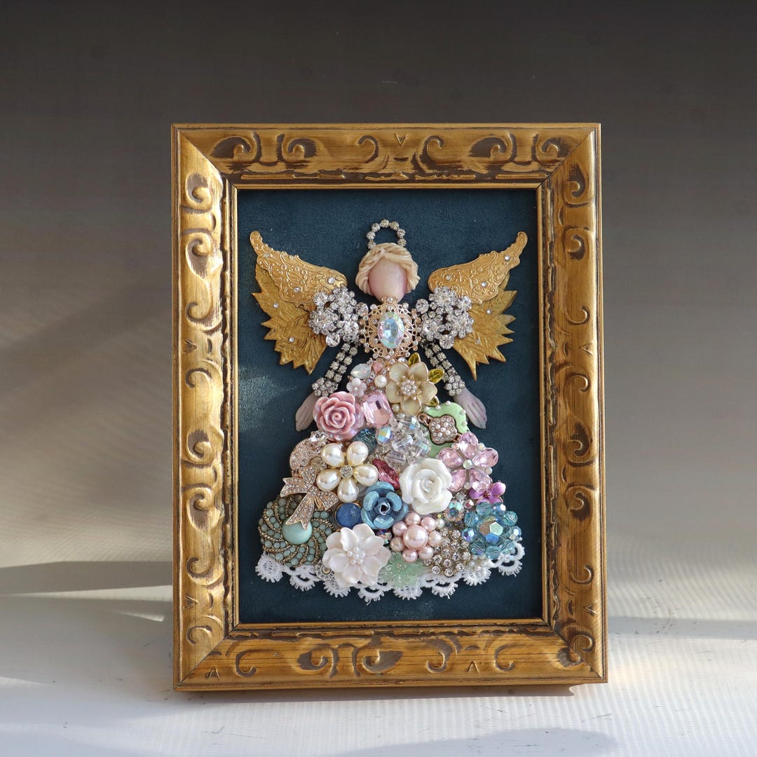 Jeweled Victorian Angel in Frame - Etsy