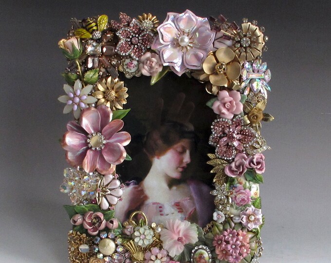 Victorian Garden Picture Frame Pink Rose Gold Handcrafted of Vintage ...