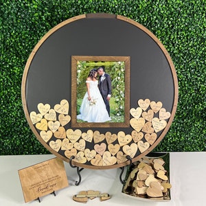 Elegant Round Wedding Guest Book Frame With Photo Opening - Perfect ...