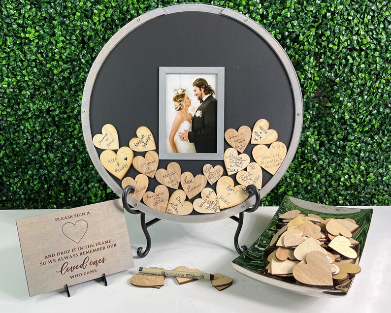 Elegant Round Wedding Guest Book Frame With Photo Opening - Perfect ...