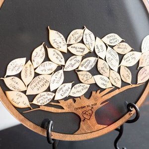 Round Guest Book Frame - Alternative Guest Book, Wooden Tree Insert ...