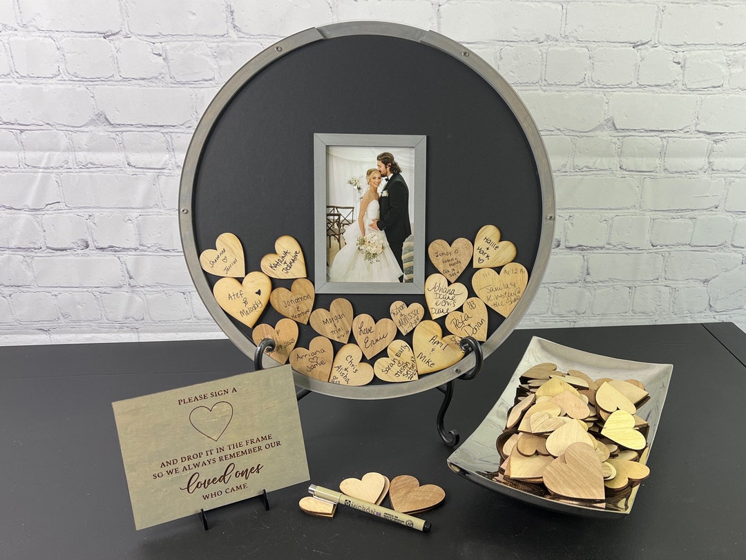 Elegant Round Wedding Guest Book Frame With Photo Opening - Perfect ...
