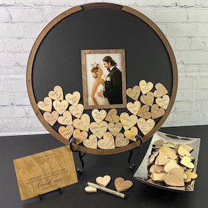 Elegant Round Wedding Guest Book Frame With Photo Opening - Perfect ...