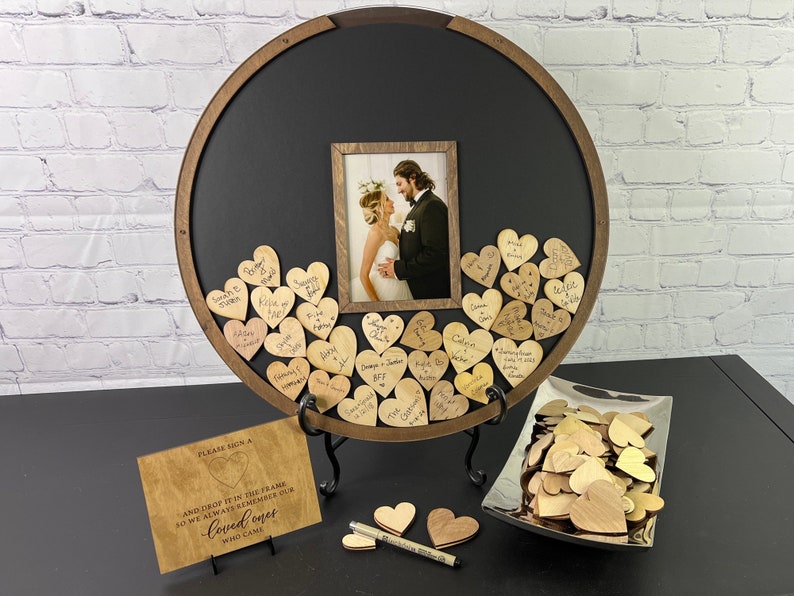 Elegant Round Wedding Guest Book Frame With Photo Opening - Perfect ...