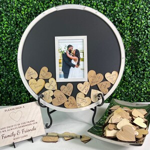 Elegant Round Wedding Guest Book Frame With Photo Opening - Perfect ...