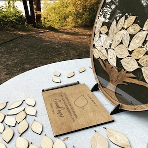 Round Guest Book Frame - Alternative Guest Book, Wooden Tree Insert ...