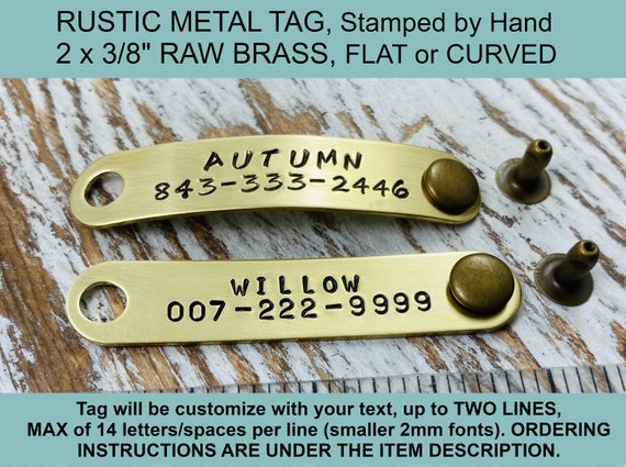 Personalized Golden Metal ID Tag Rustic Hand Stamped Brass ID - Etsy