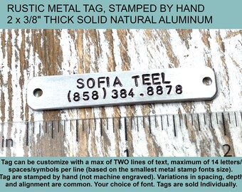 Personalized Gold Tone Metal Tag Rustic Hand Stamped BRASS | Etsy