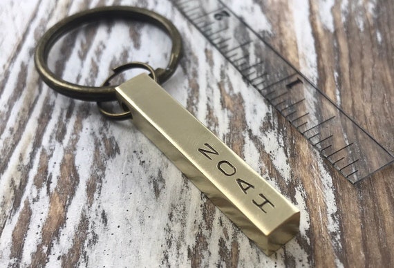 Personalized 4 Sided Vertical Bar Key Chain Four Names Hand | Etsy