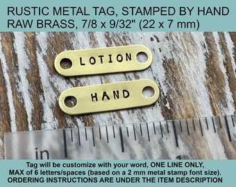 Personalized Gold Tone Metal Tag Rustic Hand Stamped BRASS | Etsy