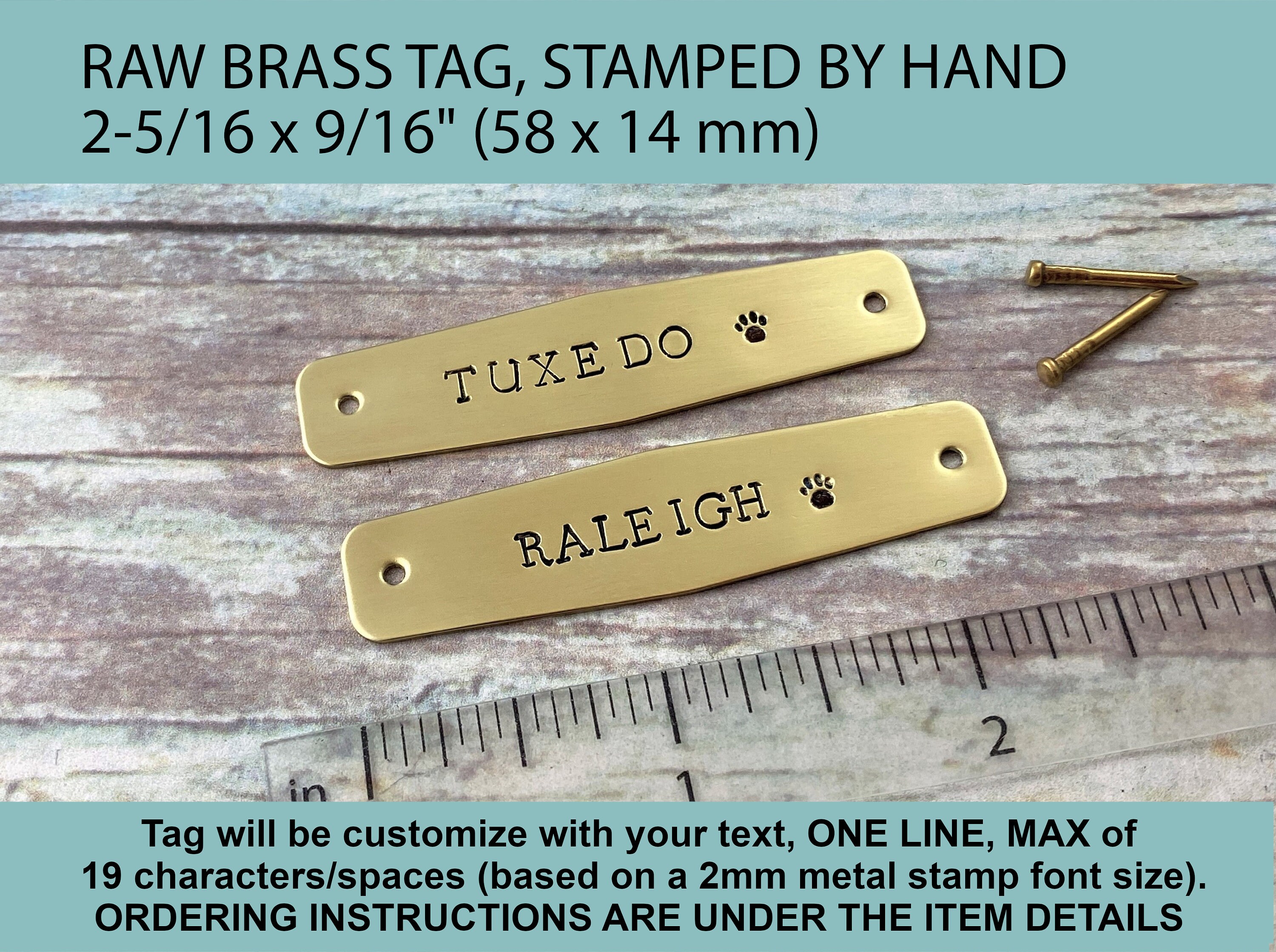 Rustic Metal Tag Hand Stamped Personalized Brass Tag Wedding | Etsy