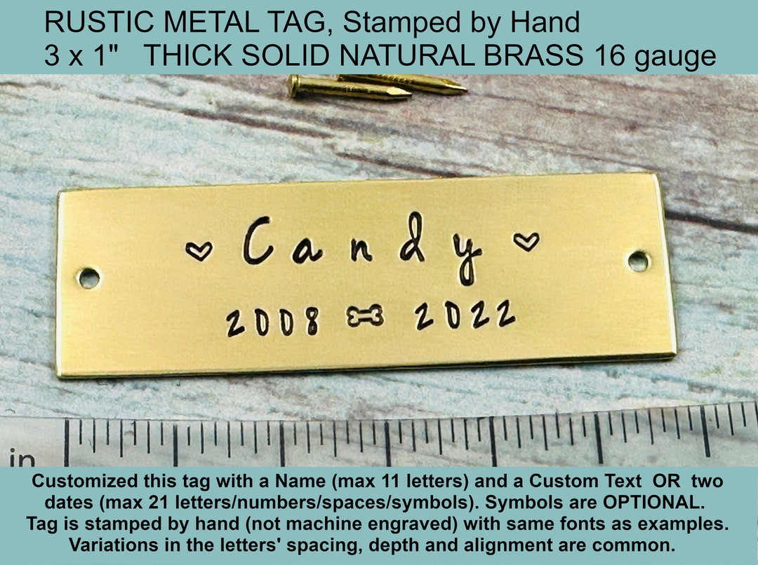 Personalized Metal Tag for Pet Cremation Box, Rustic Stamped by Hand ...