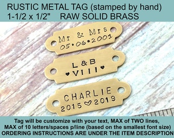 Custom Year or Date Tags Hand Punched Brass and Metal Tag or Plate Hand ...