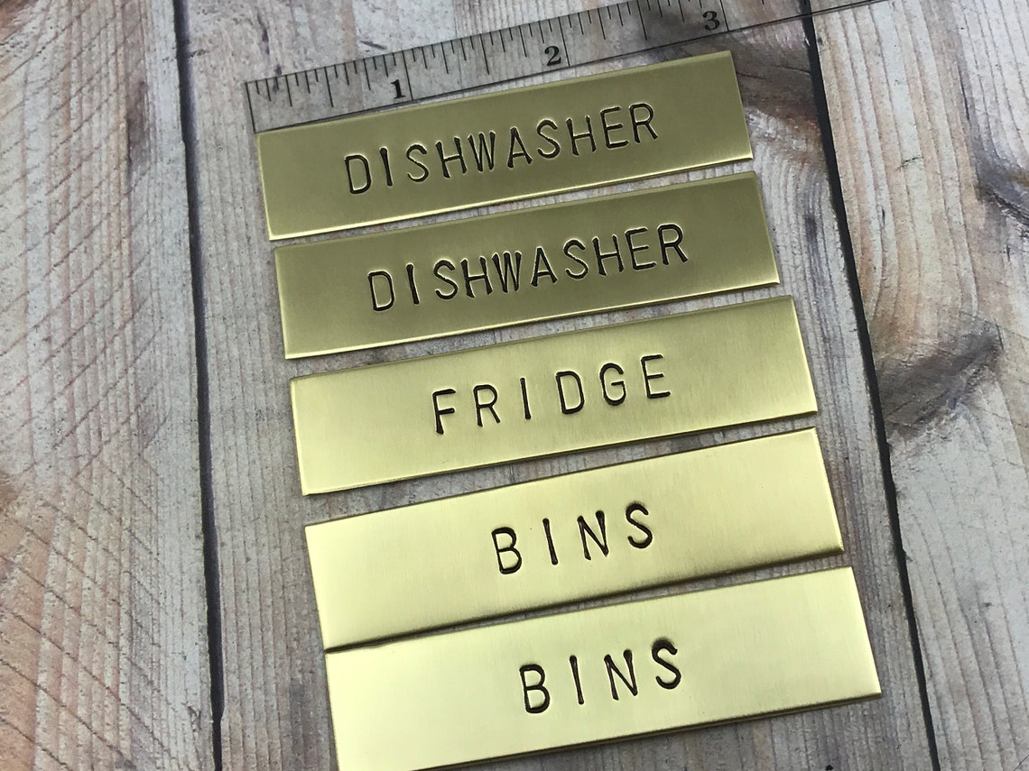 Personalized Gold Tone Metal Tag Rustic Hand Stamped BRASS | Etsy