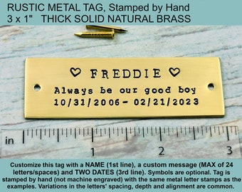 Personalized Metal Name Tag for Pet Cremation Box Rustic - Etsy