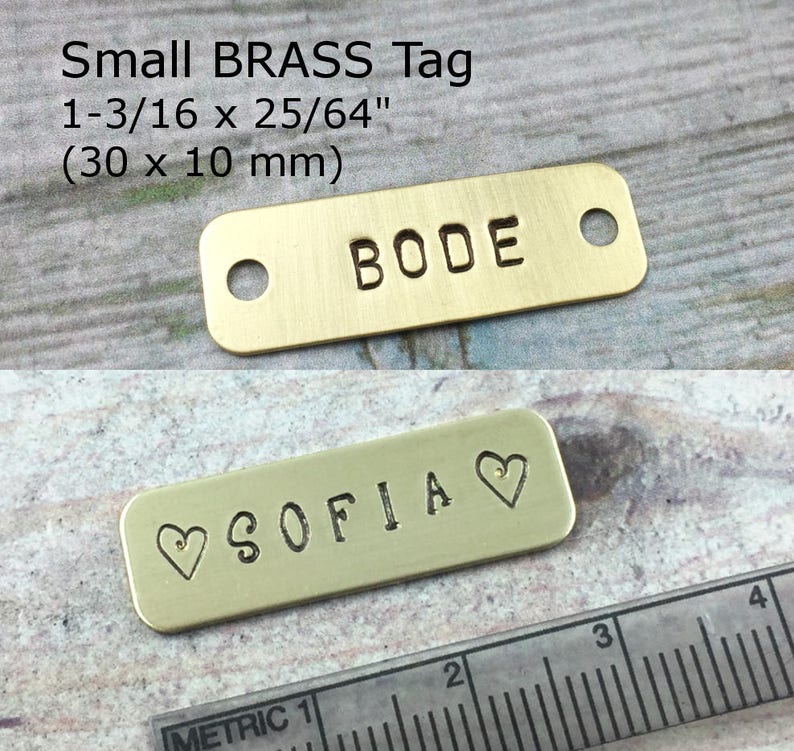 Small Personalized Name Plate Rustic Hand Stamped Brass Tag - Etsy
