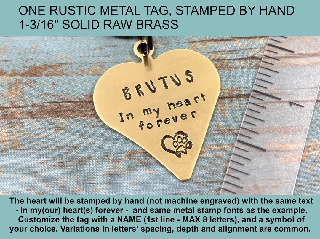 Personalized Pet Memorial Metal Tag, Rustic Stamped by Hand Pet ...