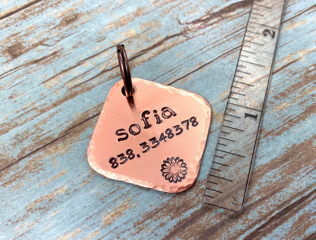 Personalized Dog Tag Diamond Shaped - Hand Stamped Dog ID Tag - Name ...