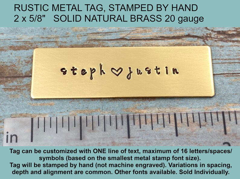 Personalized Metal Name Plate, Rustic Hand Stamped Natural Solid Brass ...