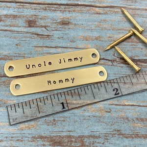 ONE Small Personalized Metal Tag, Rustic Hand Stamped Solid Brass Tag ...