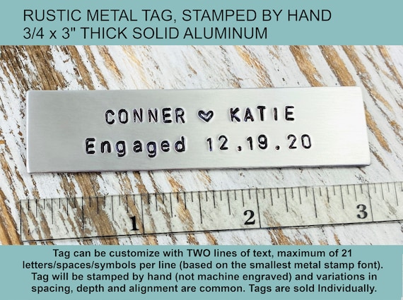 Personalized Custom Text Metal Tag Rustic Stamped by Hand - Etsy