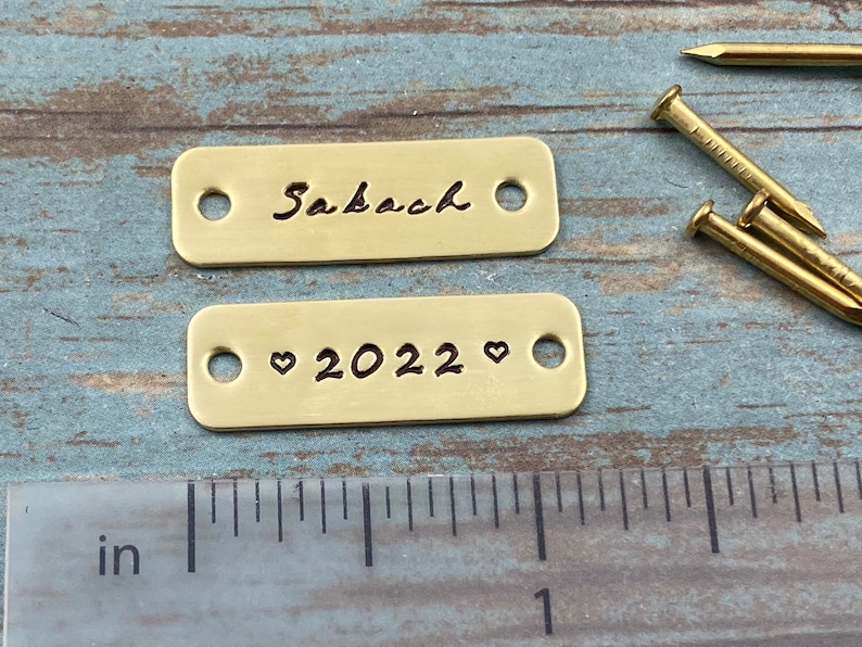 Small Personalized Name Plate Rustic Hand Stamped Brass Tag - Etsy