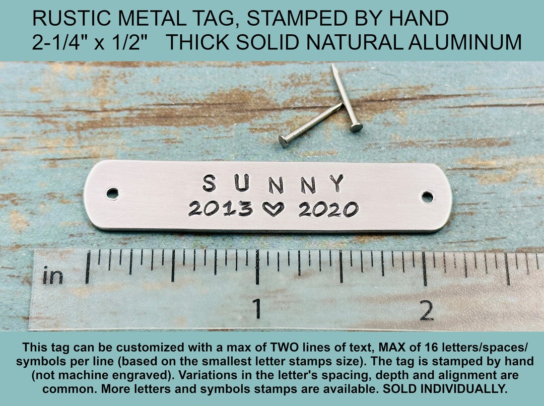 Personalized Metal Tag, Rustic Hand Stamped Aluminum Tag, Picture Frame ...