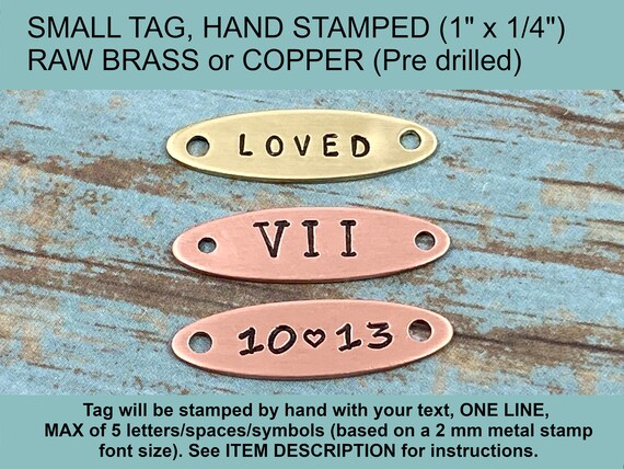 Tiny Personalized Metal Tag Rustic Hand Stamped Metal Tag - Etsy