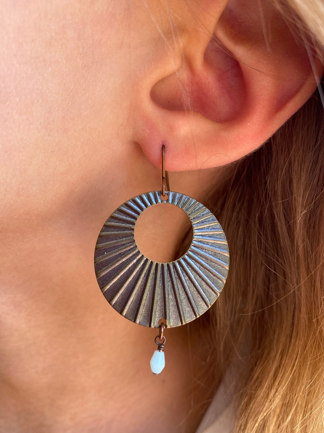 Lightweight Bohemian Offset Washer Earrings, Stainless Steel Ear Wires ...