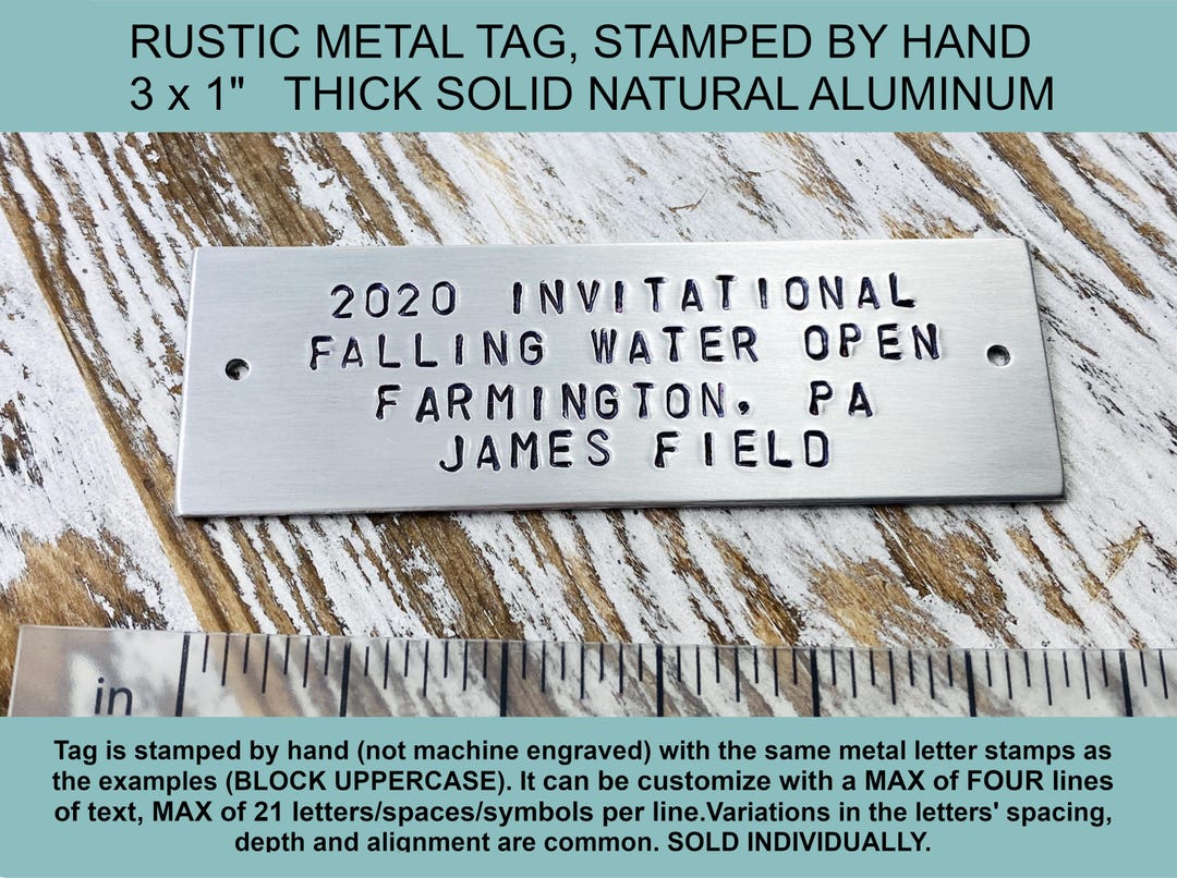 Personalized Metal Tag, Rustic Stamped by Hand Aluminum Tag, Custom ...