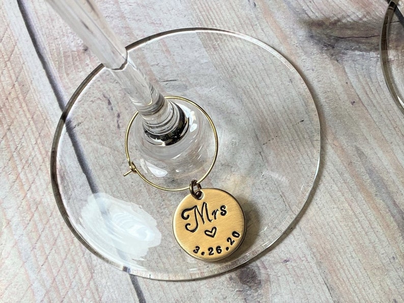 SET of TWO Mr & Mrs Glass Charms Wedding Glass Charms Bride - Etsy