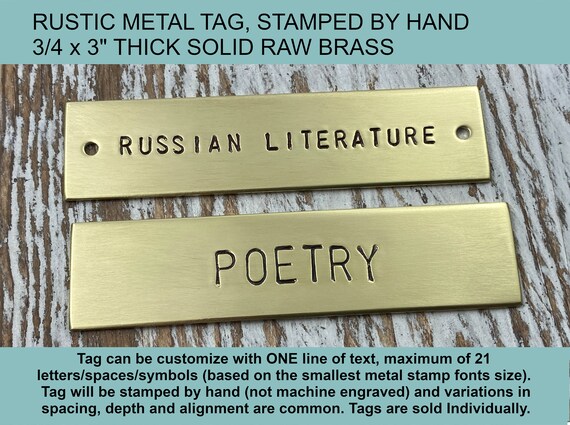 Personalized Gold Tone Metal Tag Rustic Hand Stamped BRASS - Etsy