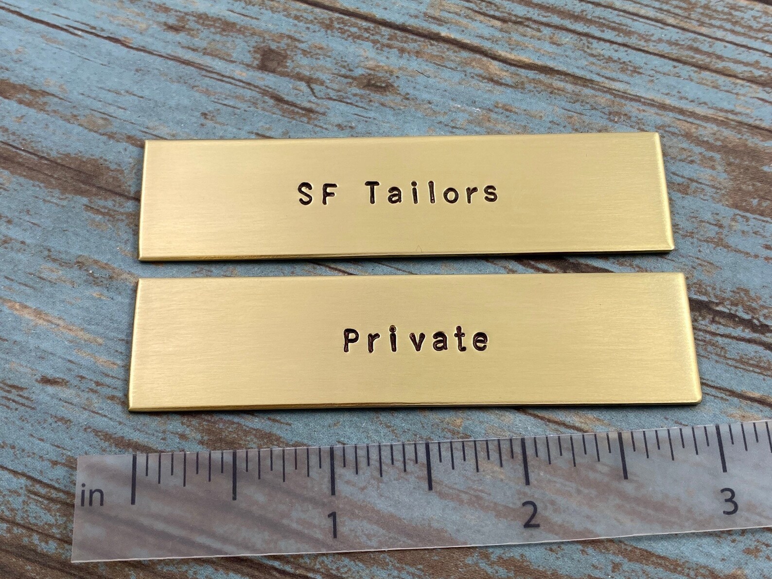 Personalized Gold Tone Metal Tag Rustic Hand Stamped BRASS - Etsy