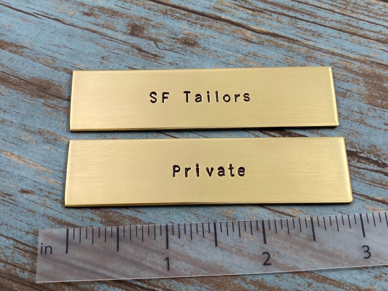 Personalized Gold Tone Metal Tag, Rustic Hand Stamped BRASS Tag, Custom ...