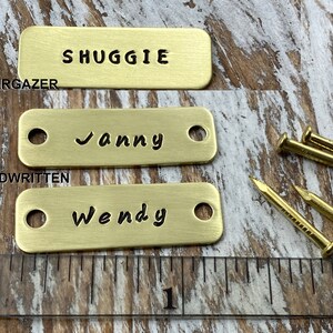 Small Personalized Name Plate, Rustic Hand Stamped Brass Tag, Custom ...