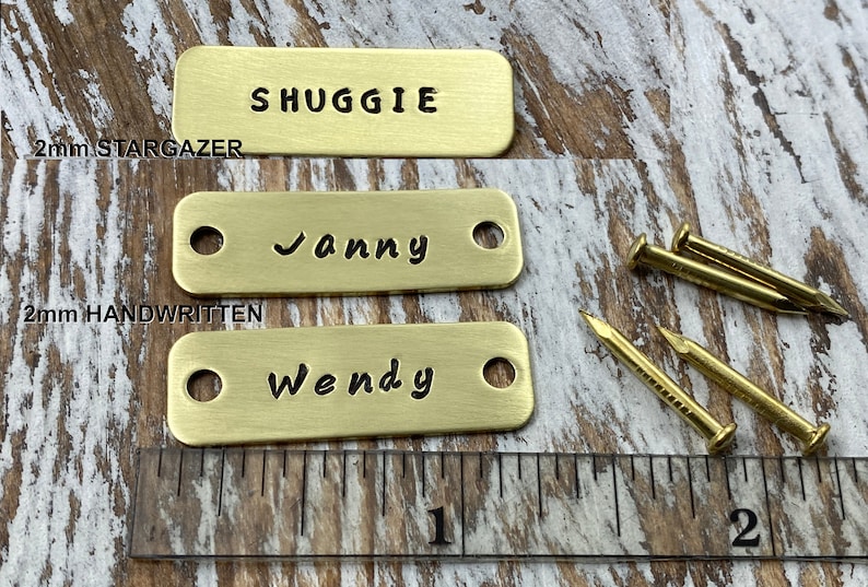 Small Personalized Name Plate Rustic Hand Stamped Brass Tag - Etsy