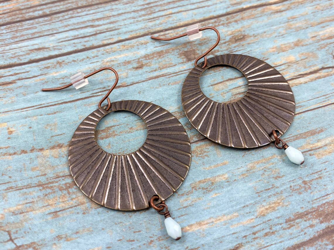 Lightweight Bohemian Offset Washer Earrings, Stainless Steel Ear Wires ...