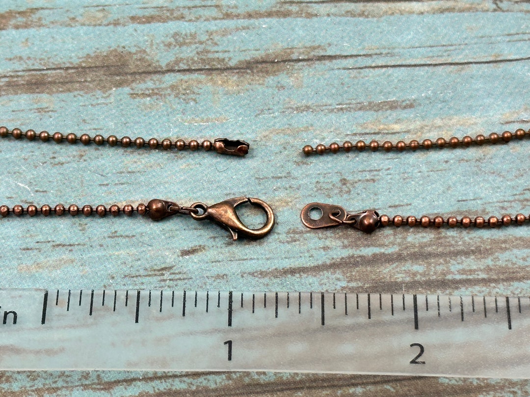 Antiqued Copper Plated Ball Chain Necklace, Small Ball Chain Necklace ...