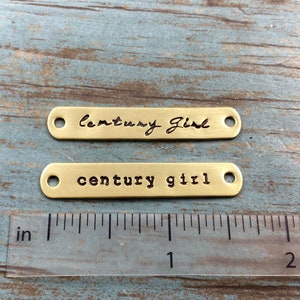 ONE Small Personalized Metal Tag, Rustic Hand Stamped Solid Brass Tag ...