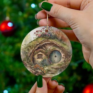 Hobbit House Watercolor Ceramic Shire Ornament Gift for Christmas, Lord ...