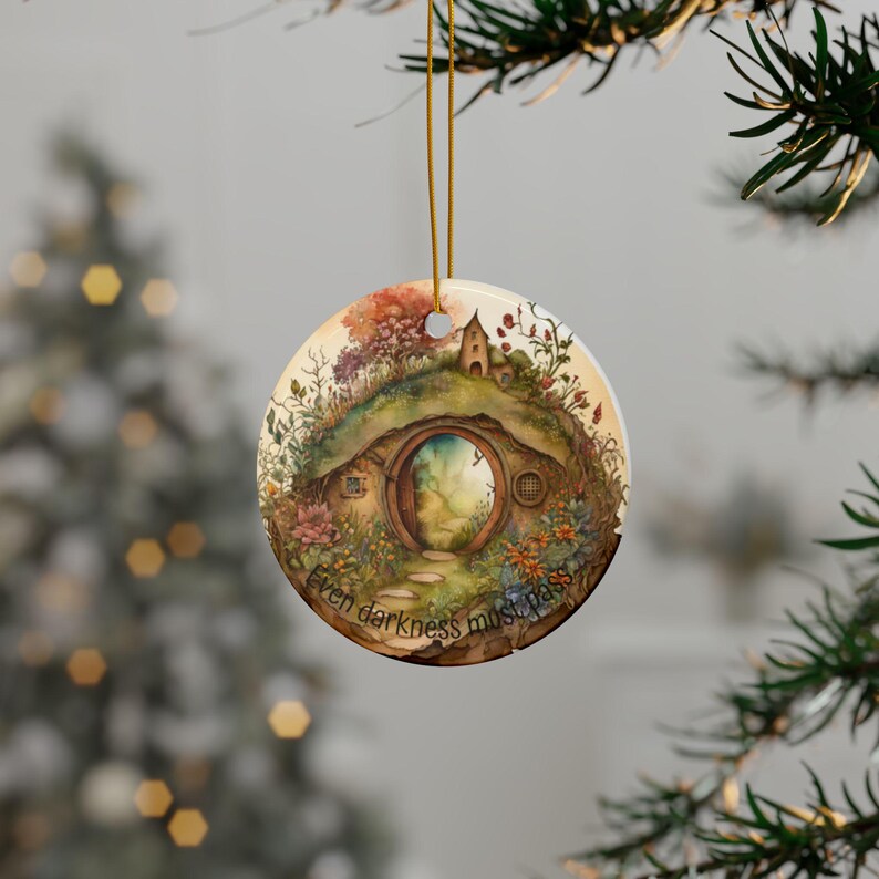 Watercolor Hobbit Shire Christmas Ornament, Lord of the Rings Gift - Etsy