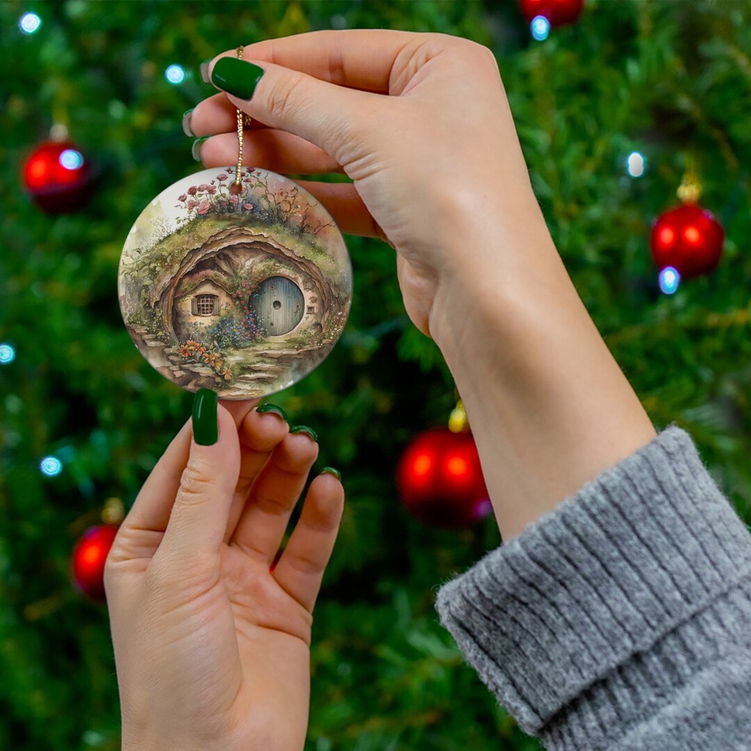 Hobbit House Watercolor Ceramic Shire Ornament Gift for Christmas, Lord ...