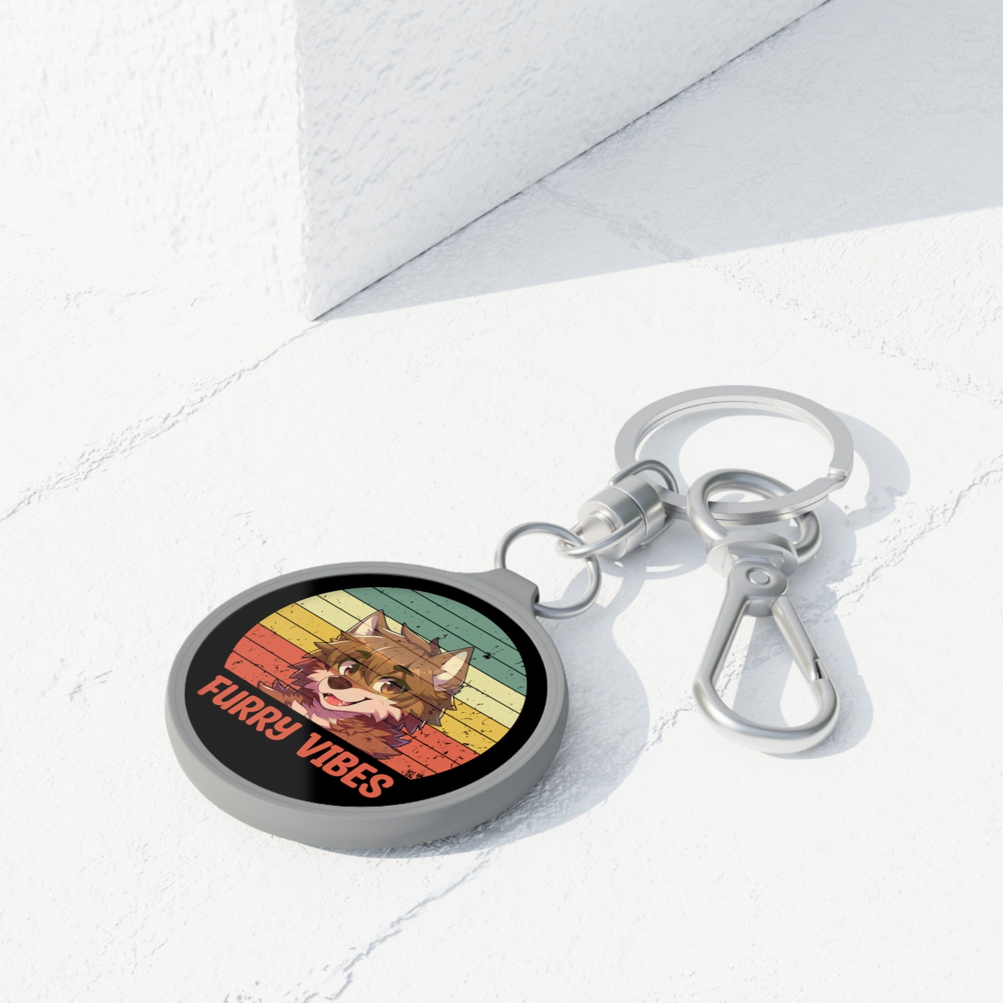 Furry Vibes Fursuit Gift Keyring, Cosplay Key Chain, Retro Rainbow ...